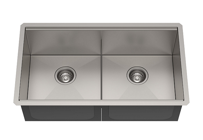 Évier de cuisine double en acier inoxydable avec robinet | GRIFON