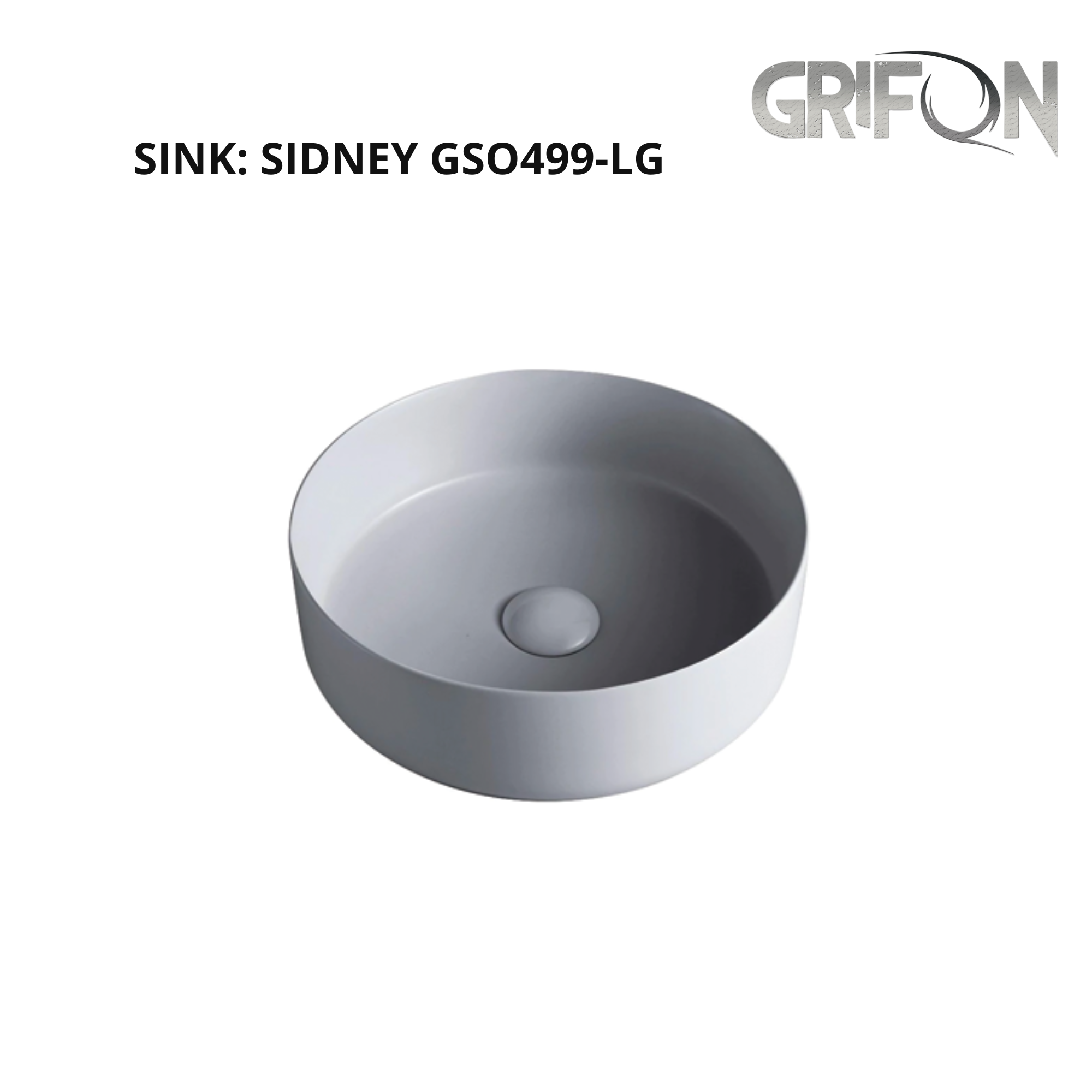 SIDNEY™GSO499-LG Round Vessel Ceramic Bathroom Sink in Grey – GRIFON